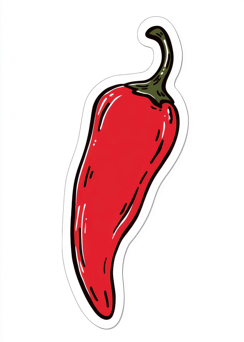 'Red Chili Pepper Sticker' Poster, picture, metal print, paint by ...