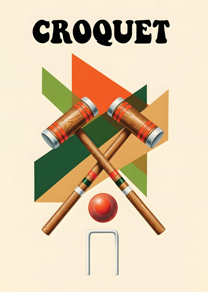 'Vintage Croquet Game Illustration' Poster, picture, metal print, paint ...