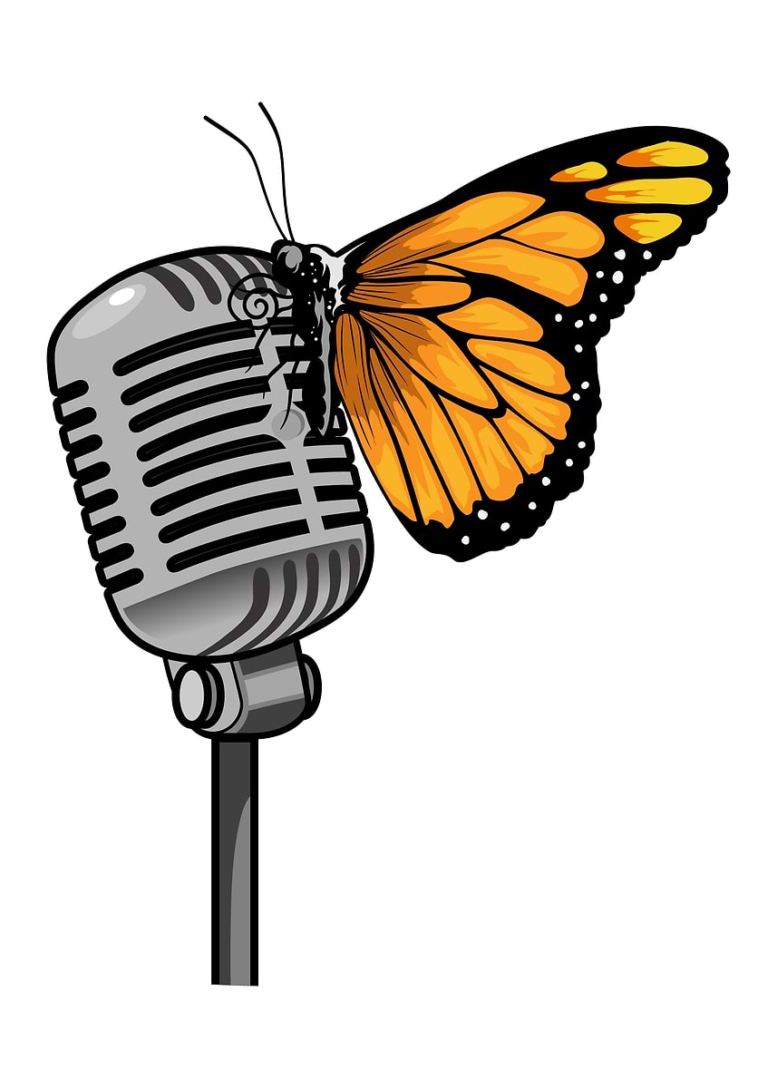 'Butterfly Singer Microphone' Poster, picture, metal print, paint by ...