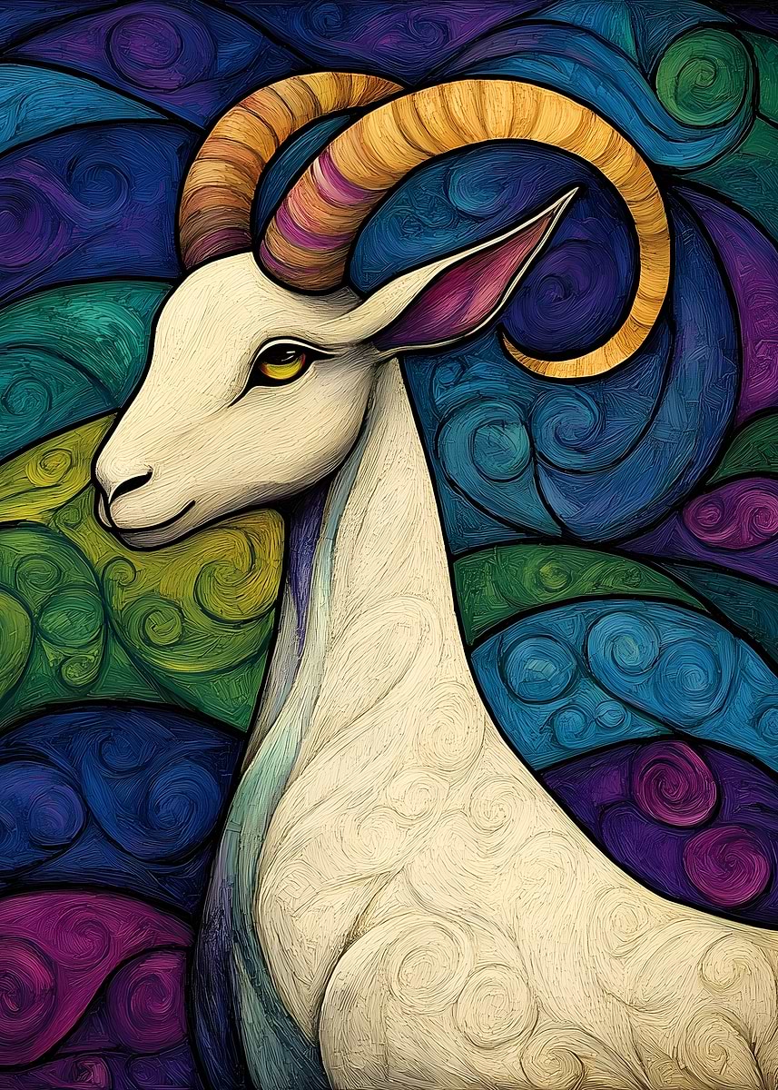 'Aries Zodiac Sign Portrait' Poster, picture, metal print, paint by ...