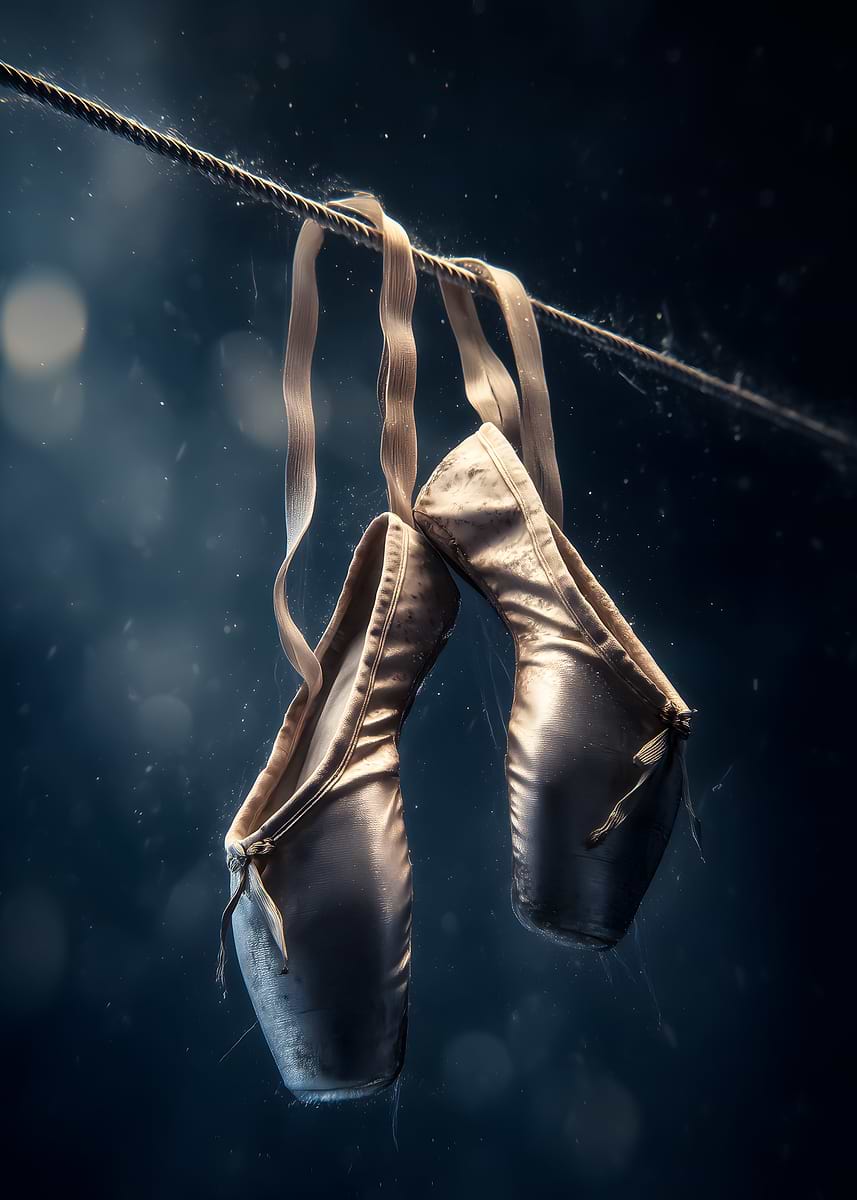 'Ballet pointe shoes hanging' Poster, picture, metal print, paint by ...