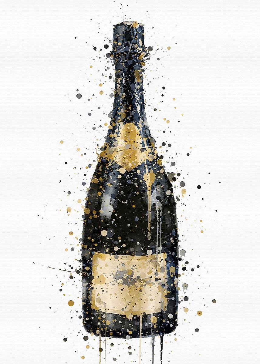 'Champagne Bottle Splatter Art Phoenix' Poster, picture, metal print ...
