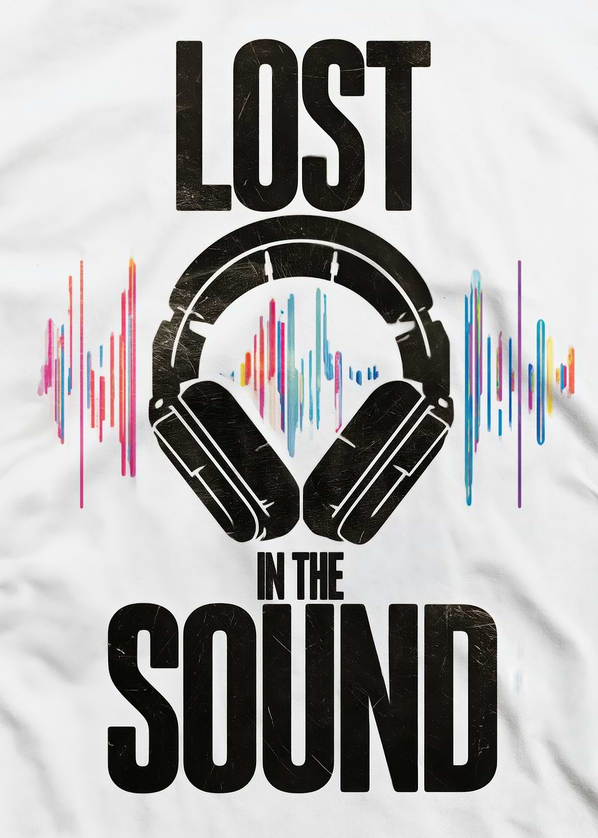 'Lost in the Sound Headphones' Poster, picture, metal print, paint by ...