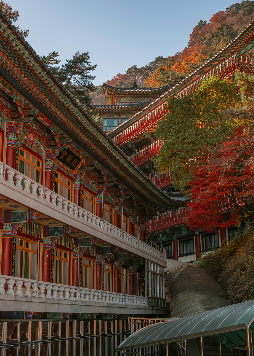 'Korean Temple Layers in Autumn' Poster, picture, metal print, paint by ...