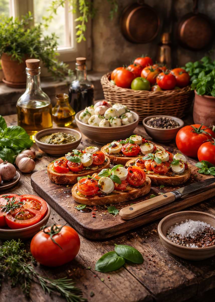 'Caprese Bruschetta with Fresh Ingredients' Poster, picture, metal ...