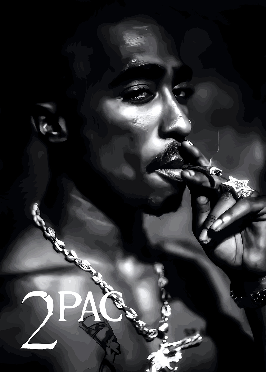 'Tupac Shakur Smoking Portrait' Poster, picture, metal print, paint by ...