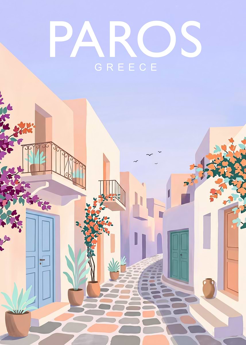'Paros Greece ' Poster, picture, metal print, paint by Artevo | Displate