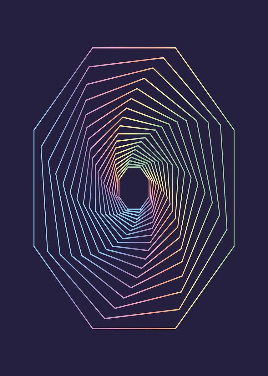 'Geometric Octagon Tunnel Illusion' Poster, picture, metal print, paint ...