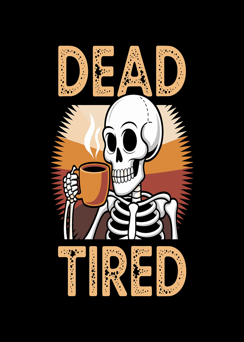 'Skeleton Drinking Coffee' Poster, picture, metal print, paint by ...