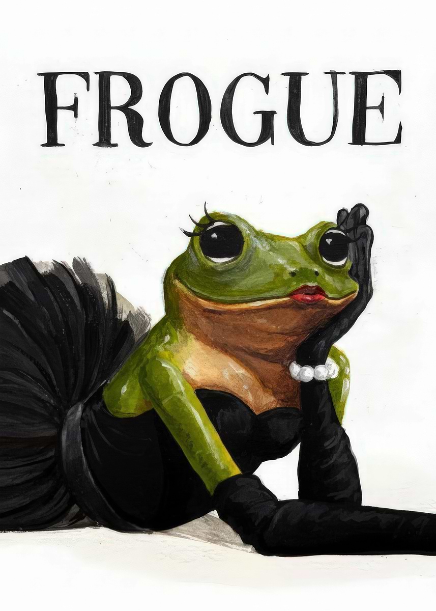'Frog Wearing Vogue Fashion' Poster, picture, metal print, paint by ...