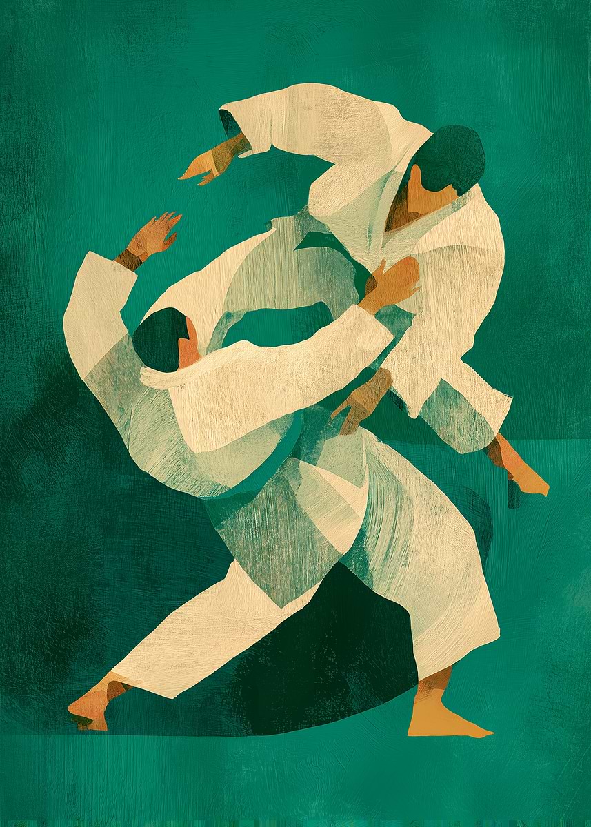 'Judo Match Illustration' Poster, picture, metal print, paint by ...