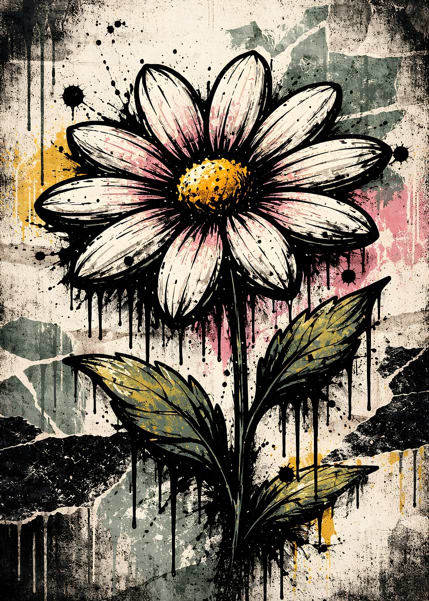 'Graffiti Daisy Flower Art' Poster, picture, metal print, paint by ...