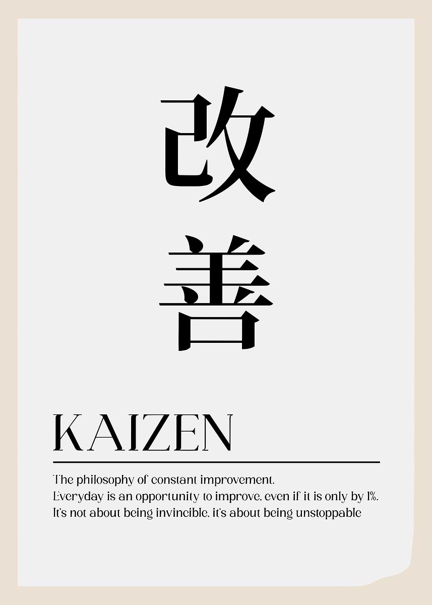 'Kaizen Japanese Kanji Poster' Poster, picture, metal print, paint by ...