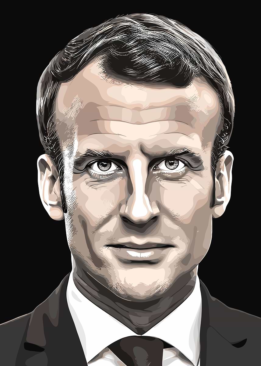 'Emmanuel Macron Portrait' Poster, picture, metal print, paint by Fun ...