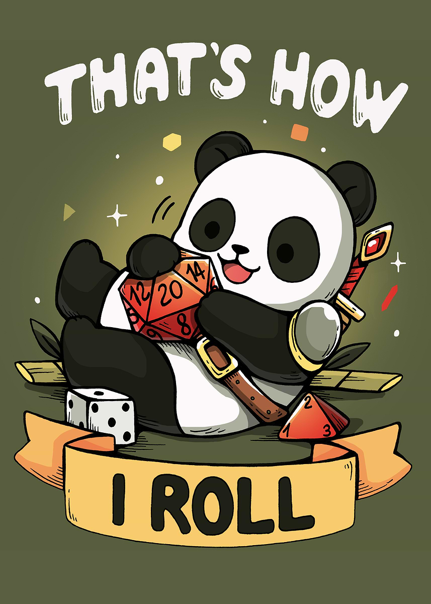'Panda Playing Dungeons and Dragons' Poster, picture, metal print ...