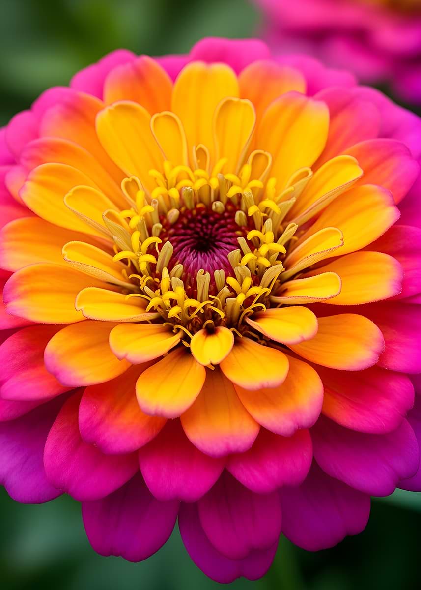 'Vibrant Zinnia Flower Macro' Poster, picture, metal print, paint by ...
