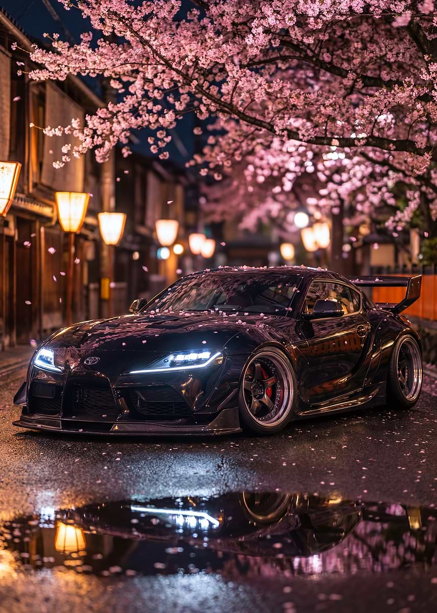 'Jdm Toyota Supra Under Cherry Blossoms' Poster, picture, metal print ...