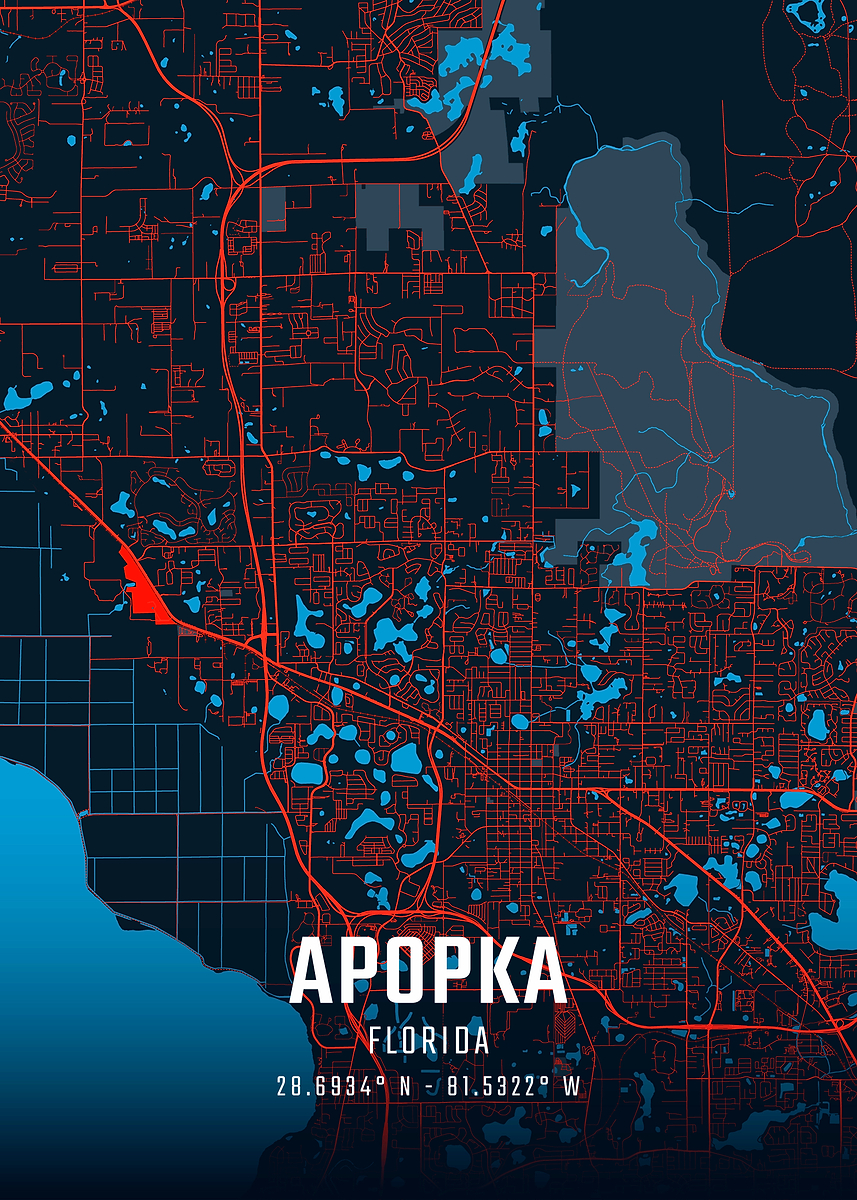 'Apopka City Map' Poster, picture, metal print, paint by Notorious ...