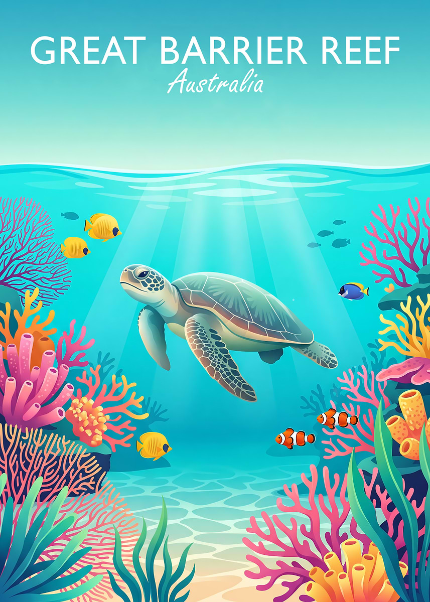 'Great Barrier Reef Australia' Poster, picture, metal print, paint by ...
