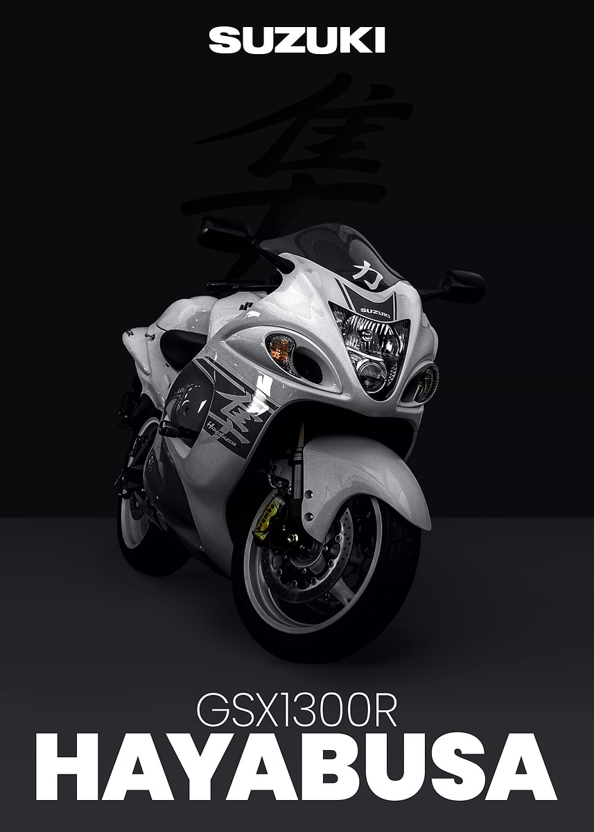 'Suzuki Hayabusa Motorcycle Poster' Poster, picture, metal print, paint ...