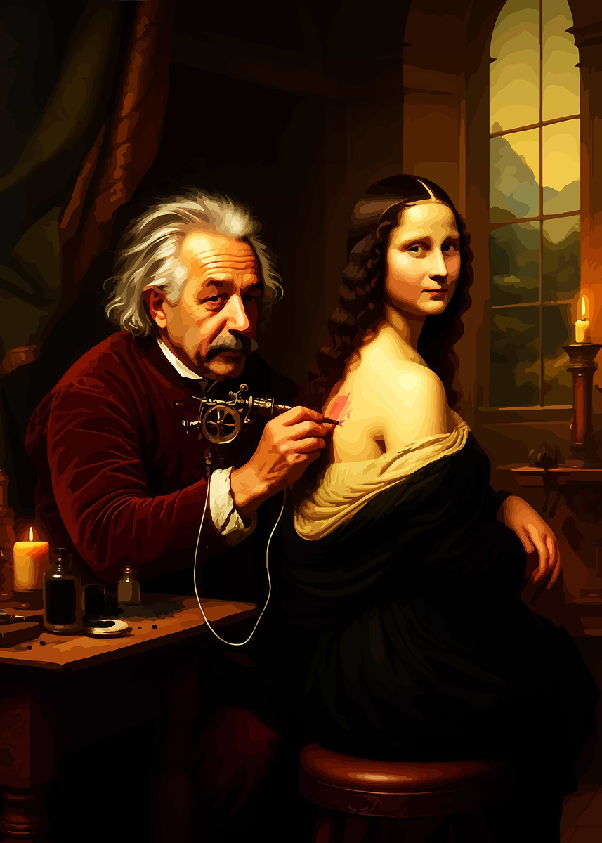 'Einstein tattoos Mona Lisa' Poster, picture, metal print, paint by ...