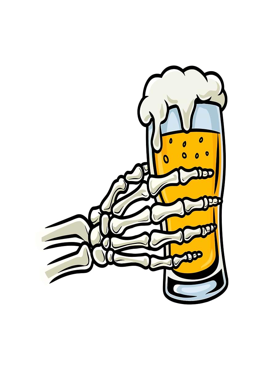 'Skeleton Hand Holding Beer' Poster, picture, metal print, paint by ...