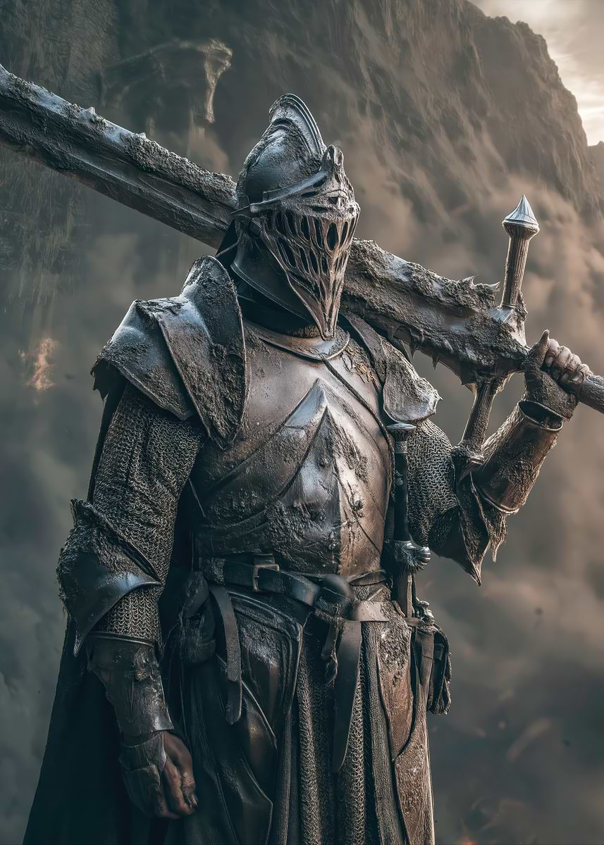 'Dark Knight with Greatsword' Poster, picture, metal print, paint by ...