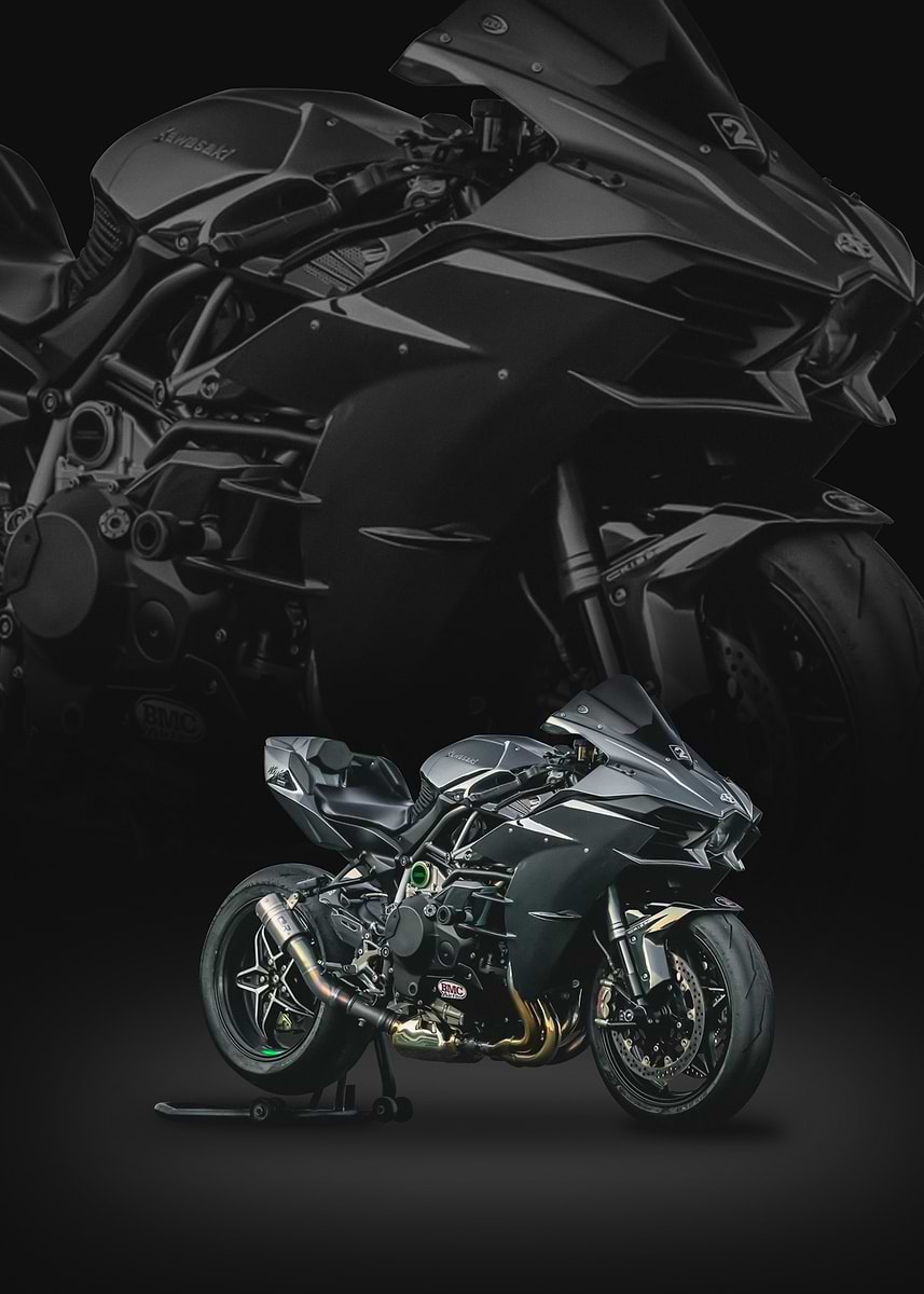 'Kawasaki Ninja H2R Motorcycle' Poster, picture, metal print, paint by ...