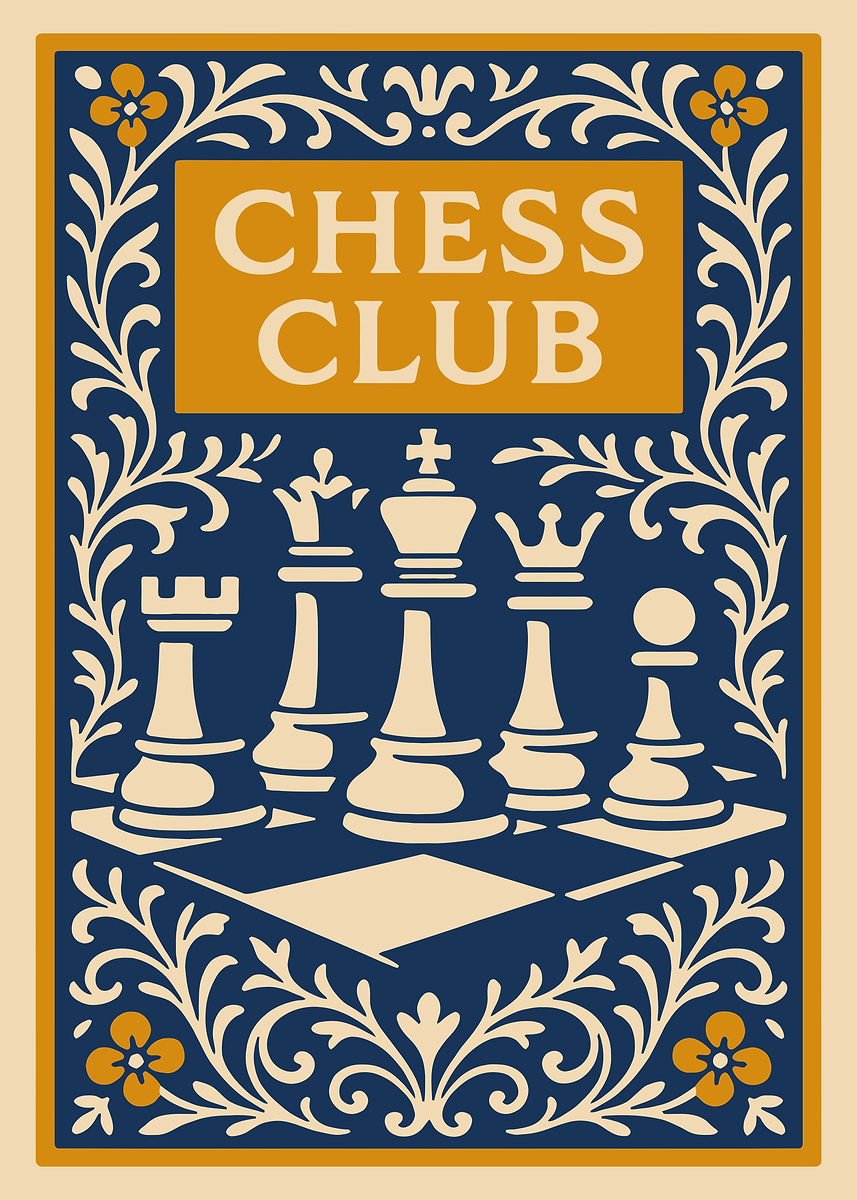 'Chess Club Vintage Poster' Poster, picture, metal print, paint by ...