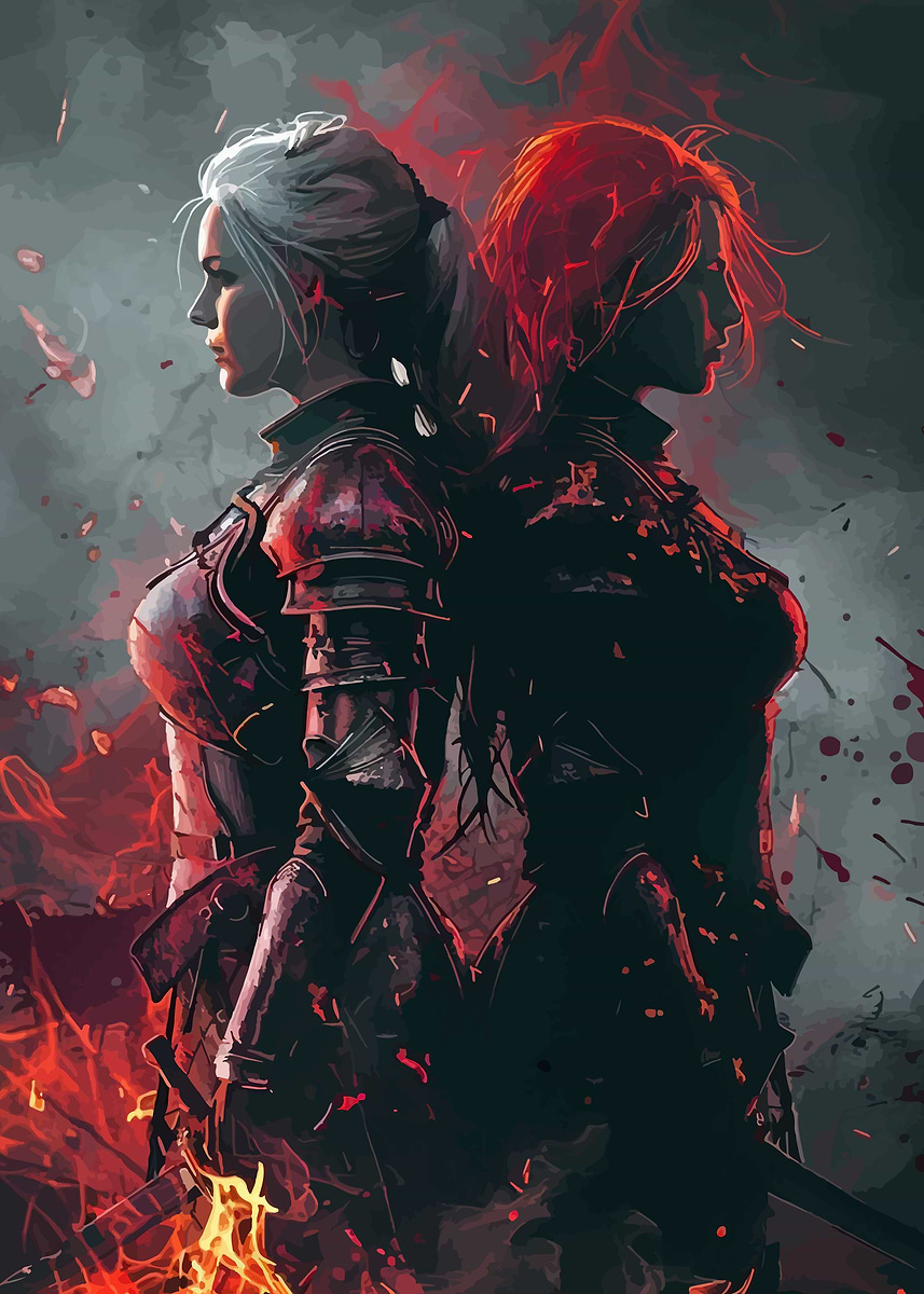 'Two Female Knights in Armor' Poster, picture, metal print, paint by ...