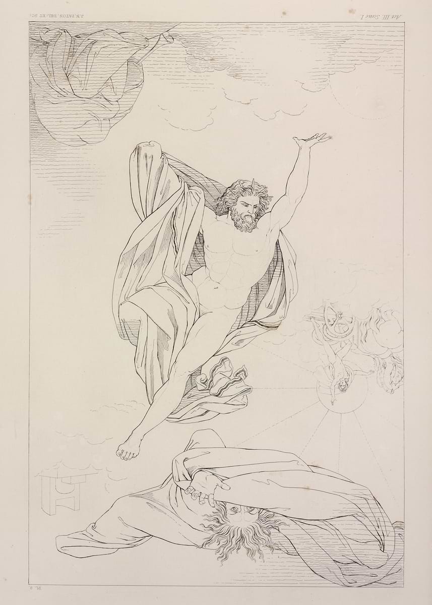 'Zeus and a Fallen Figure' Poster, picture, metal print, paint by Tomi ...