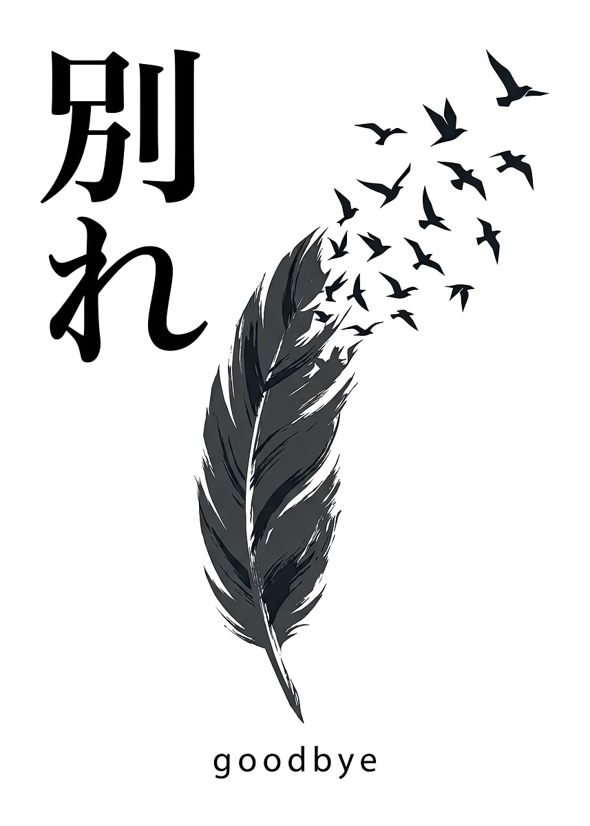 'Japanese Goodbye Feather Birds' Poster, picture, metal print, paint by ...