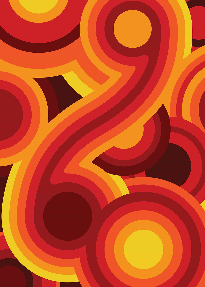 'Retro Swirls and Circles' Poster, picture, metal print, paint by ...