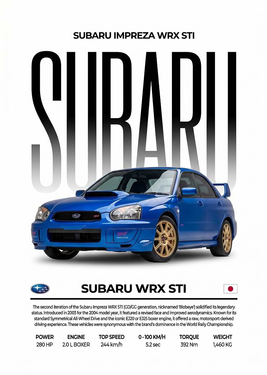 'sleek blue Subaru Impreza WRX STI Poster' Poster, picture, metal print ...