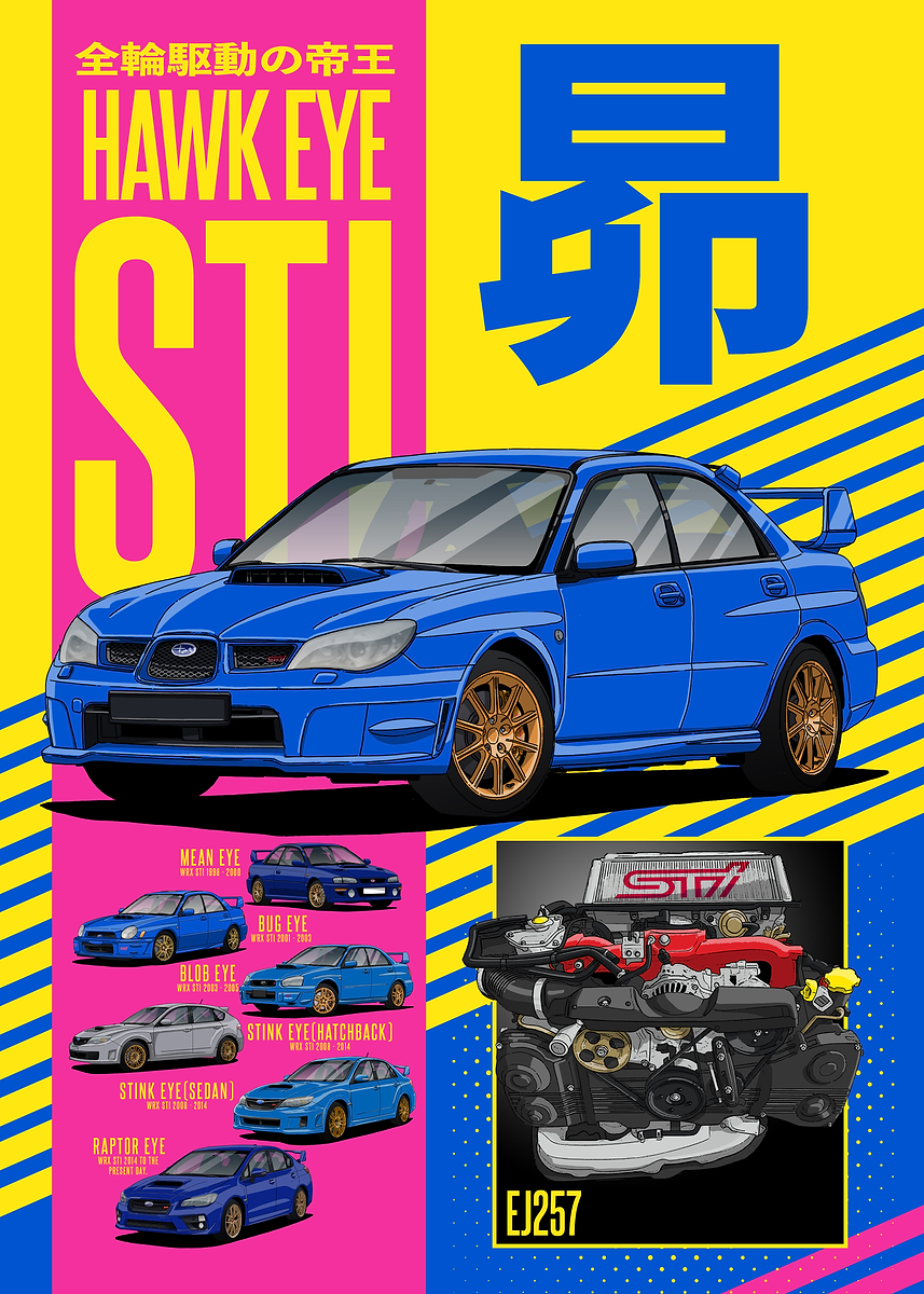 'Subaru Impreza WRX STI Hawk Eye Poster' Poster, picture, metal print ...