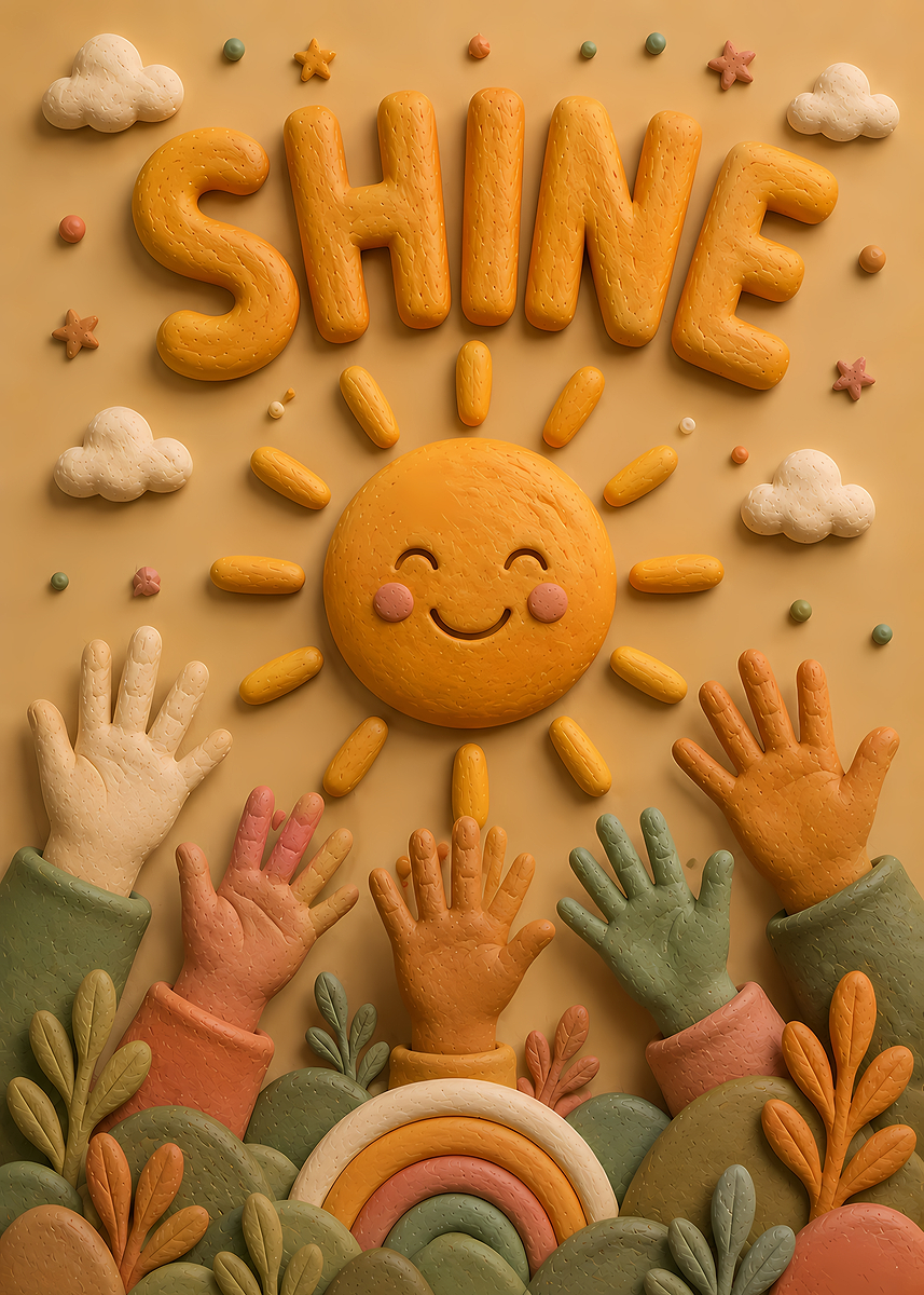 'Shine with the Sun and Hands' Poster, picture, metal print, paint by ...