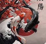'Japanese Samurai Red Moon painting' Poster, picture, metal print ...